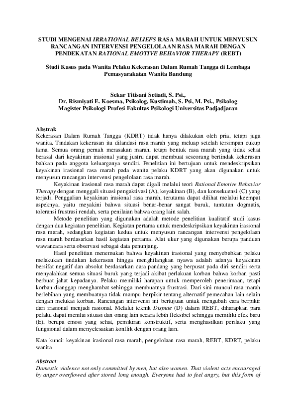 (PDF) Studi Mengenai Irrational Beliefs Rasa Marah Untuk Menyusun ...