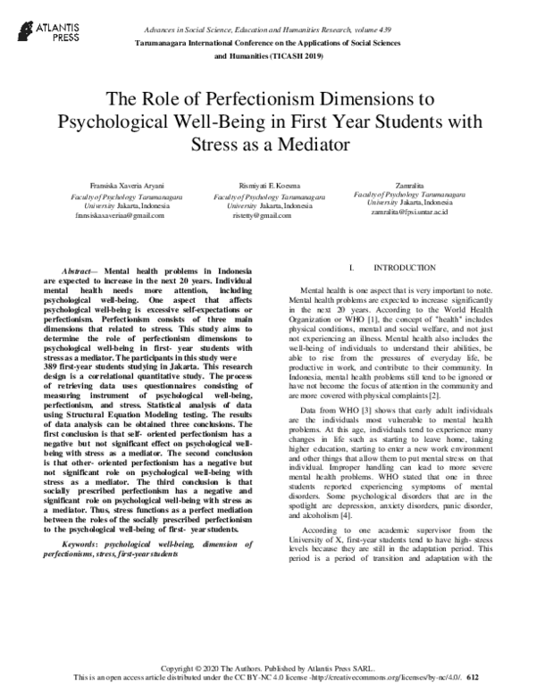 (PDF) The Role of Perfectionism Dimensions to Psychological Well-Being ...