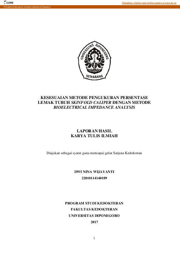 (PDF) Kesesuaian Metode Pengukuran Persentase Lemak Tubuh Skinfold ...