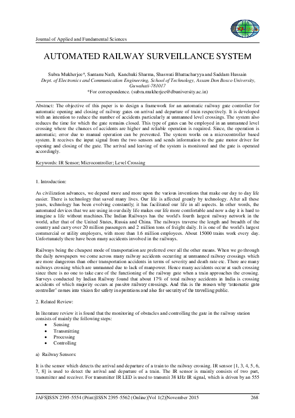 (PDF) Automated Railway Surveillance System