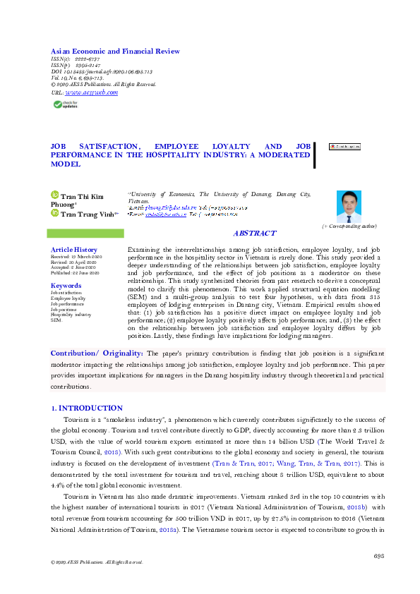 (PDF) Job Satisfaction, Employee Loyalty and Job Performance in the ...