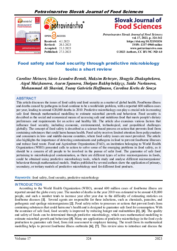 (PDF) Food safety and food security through predictive microbiology ...