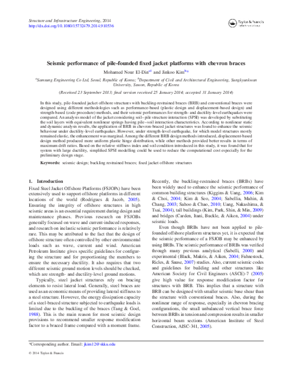 (PDF) Seismic performance of pile-founded fixed jacket platforms with ...