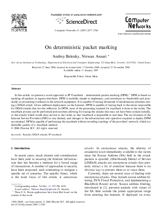 Pdf On Deterministic Packet Marking
