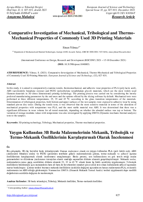(PDF) Comparative Investigation of Mechanical, Tribological and Thermo-Mechanical Properties of ...
