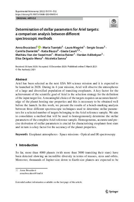 (PDF) Determination of stellar parameters for Ariel targets: a ...