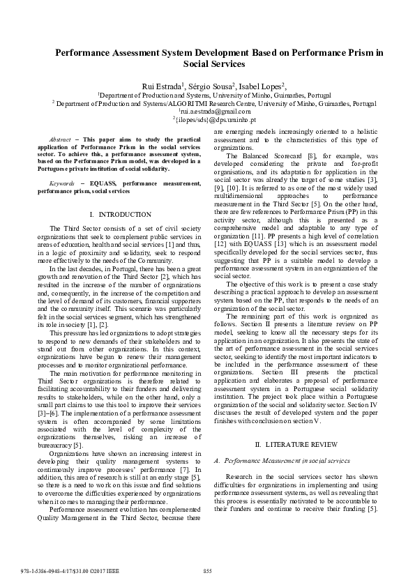 (PDF) Performance assessment system development based on performance prism in social services