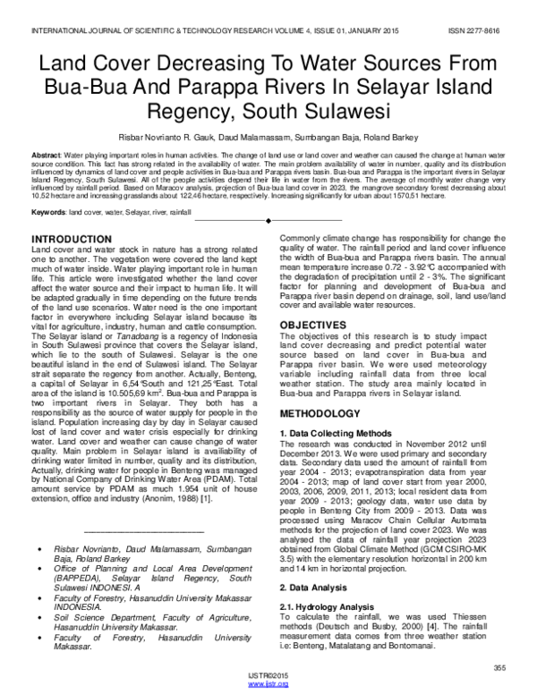 (PDF) Land Cover Decreasing To Water Sources From Bua-Bua And Parappa ...