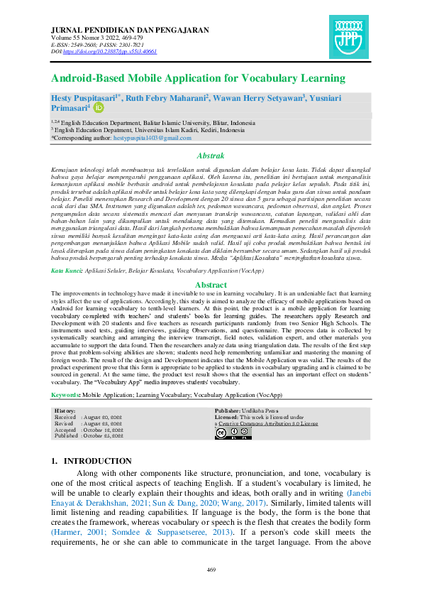 (PDF) Android-Based Mobile Application for Vocabulary Learning