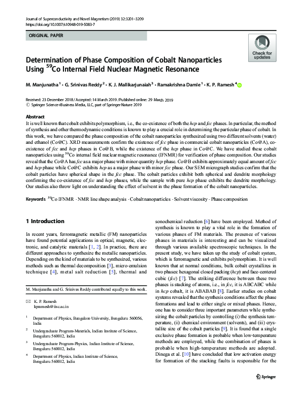 (PDF) Determination of Phase Composition of Cobalt Nanoparticles Using ...