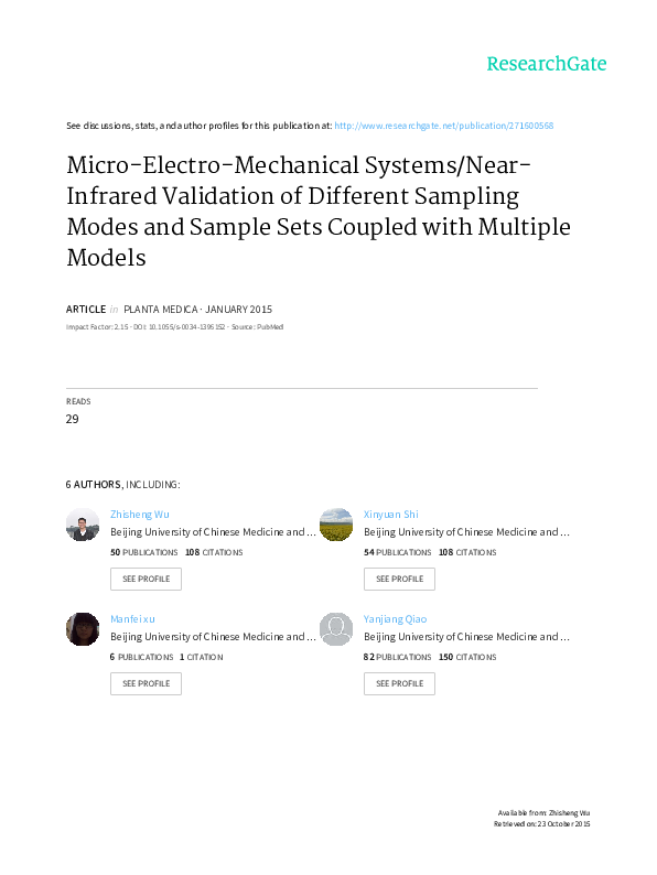 (PDF) Micro-Electro-Mechanical Systems/Near-Infrared Validation of ...
