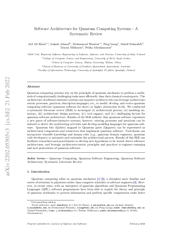 (PDF) Quantum Software Architecture: A Systematic Review