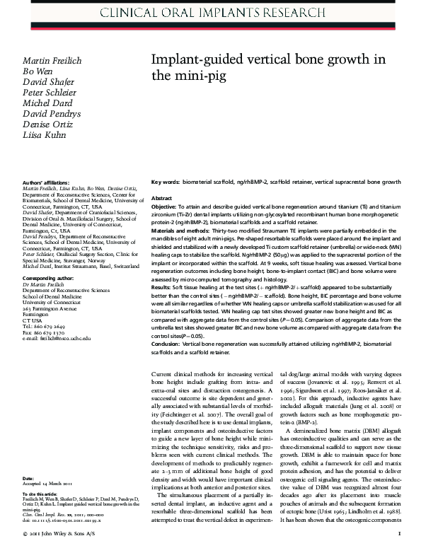 (PDF) Implant-guided vertical bone growth in the mini-pig