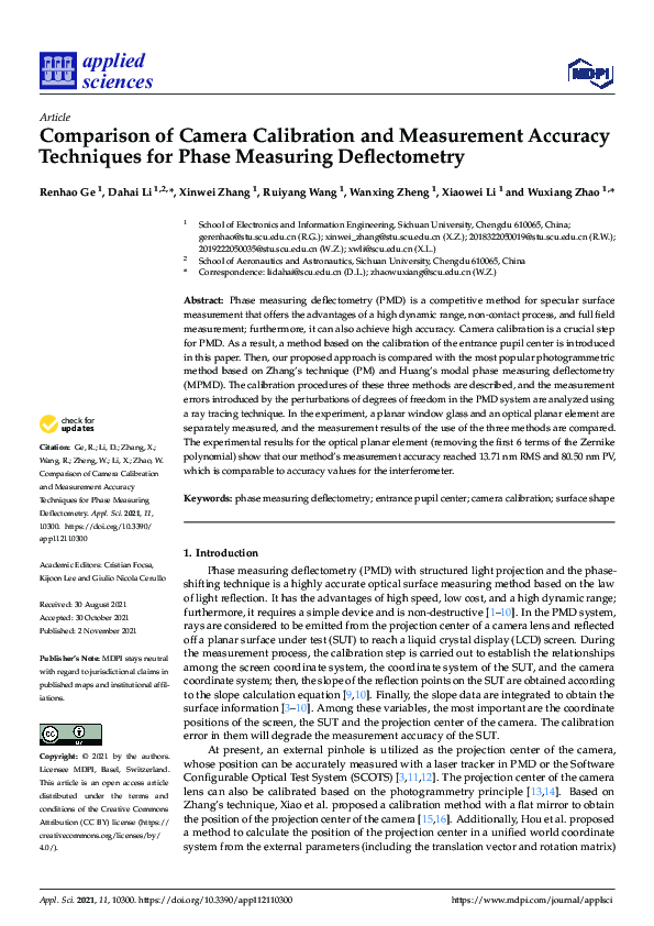 (PDF) Comparison of Camera Calibration and Measurement Accuracy ...