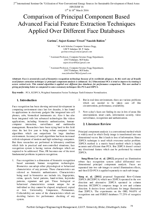 (PDF) Comparison of Principal Component Based Advanced Facial Feature ...