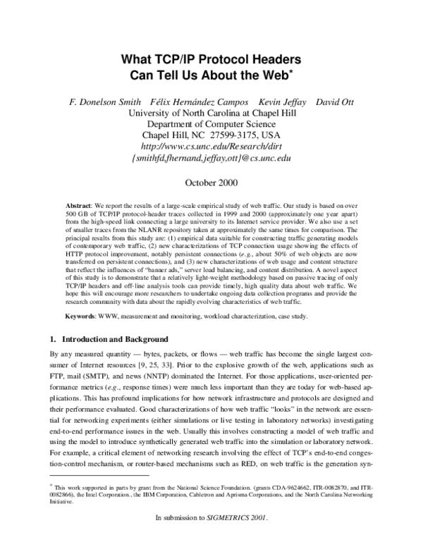 (PDF) What TCP/IP protocol headers can tell us about the web