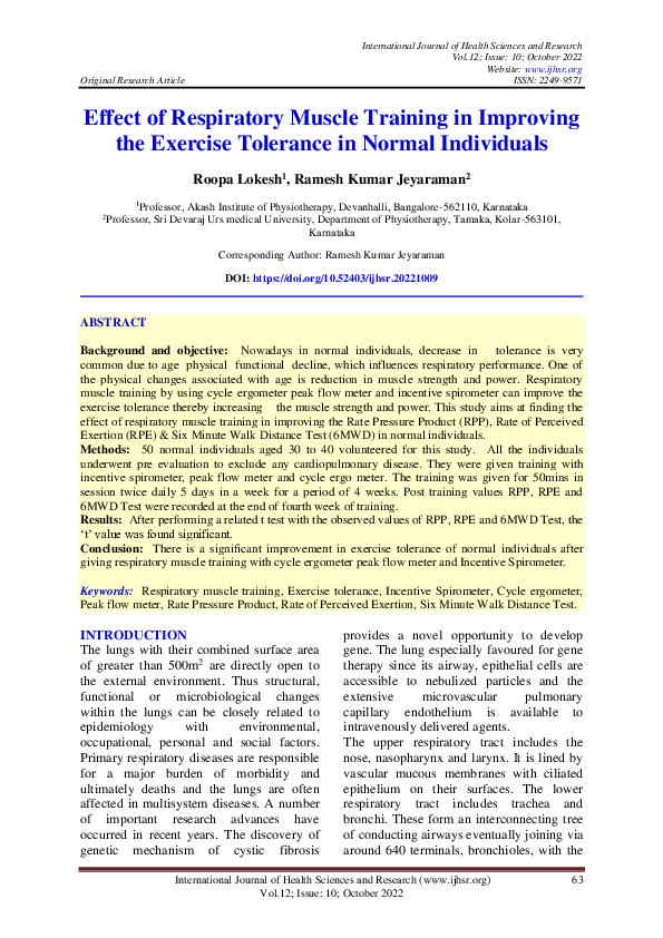 (PDF) Effect of Respiratory Muscle Training in Improving the Exercise ...