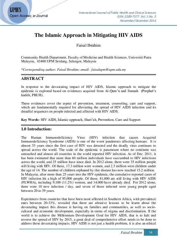 (PDF) The Islamic Approach in Mitigating Hiv Aids