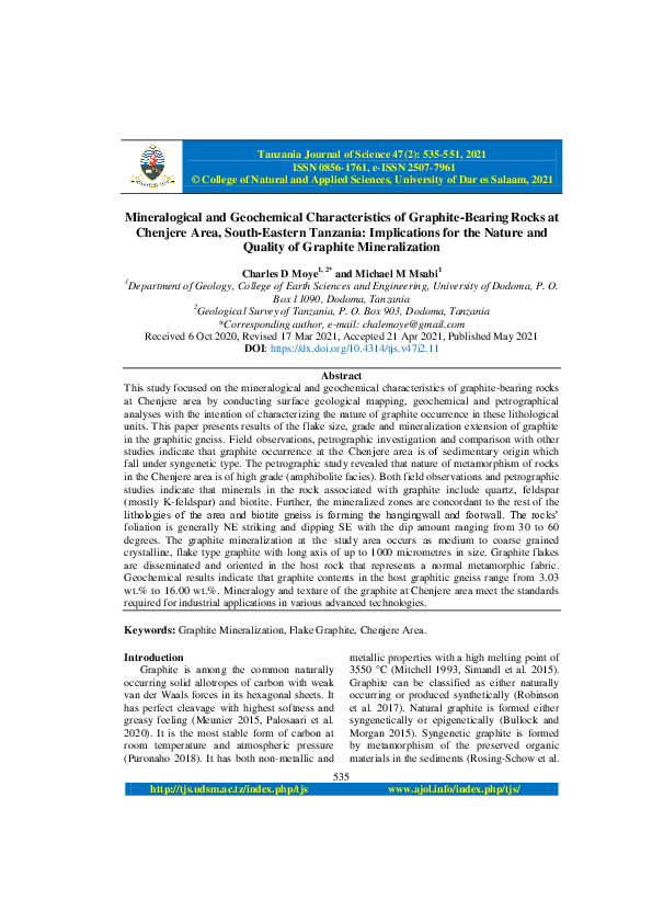 (PDF) Mineralogical and geochemical characteristics of graphite-bearing ...