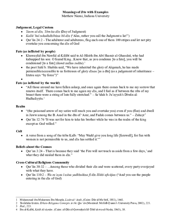 (PDF) Handout: Usages of Din with Examples