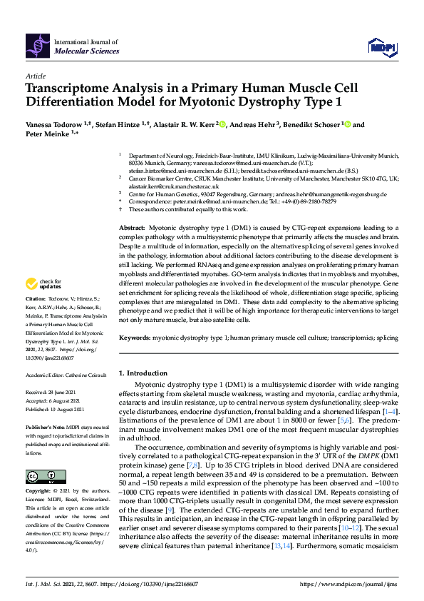 (PDF) Transcriptome Analysis in a Primary Human Muscle Cell ...