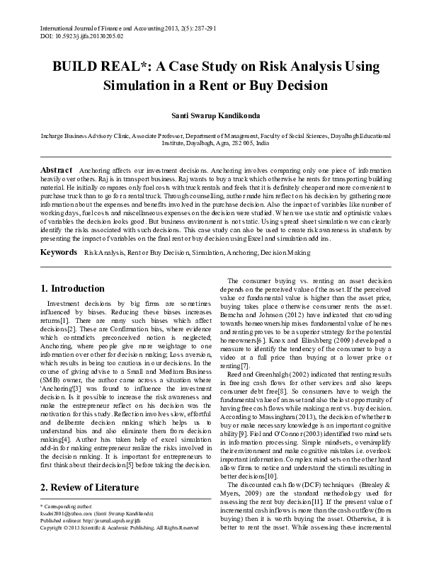 (PDF) BUILDREAL: A Case Study on Risk Analysis Using Simulation in a ...
