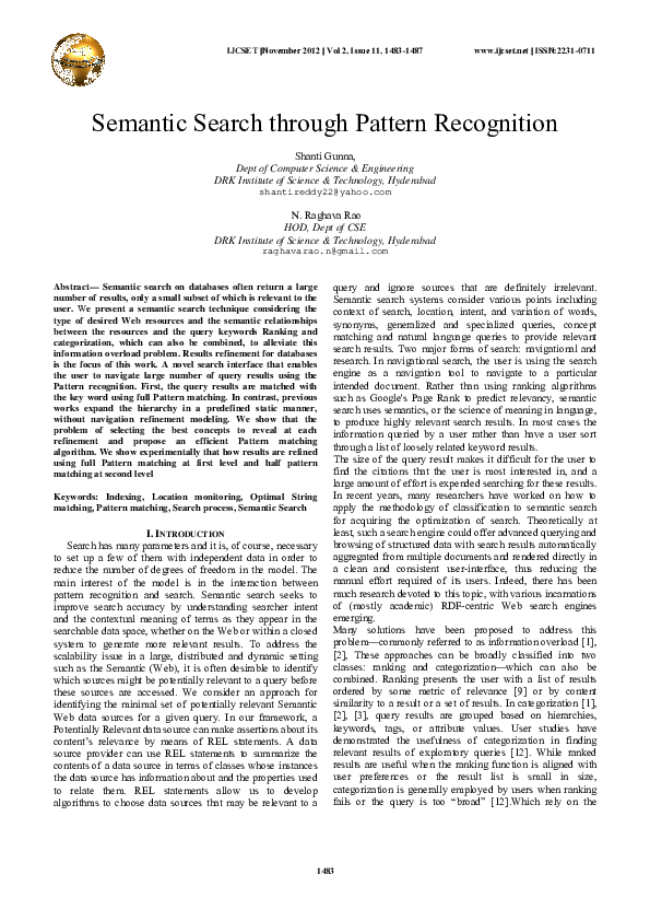Pdf Semantic Search Through Pattern Recognition