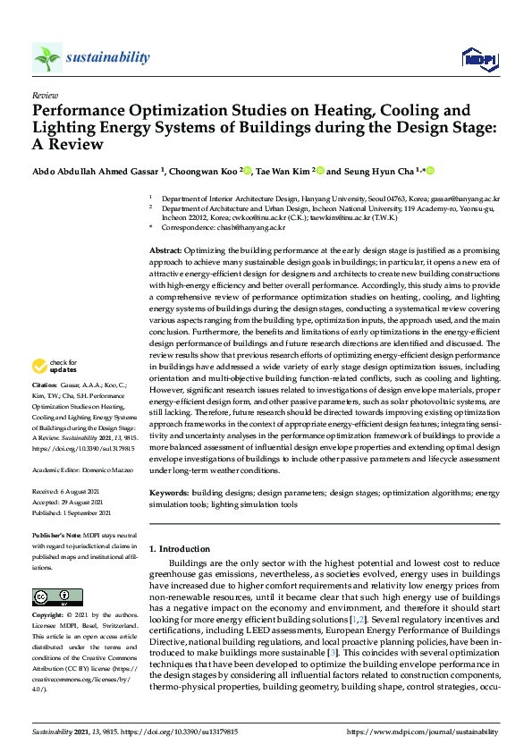 (PDF) Performance Optimization Studies on Heating, Cooling and Lighting Energy Systems of ...