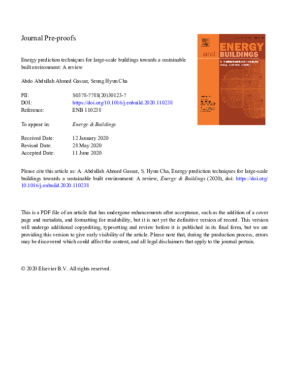 (PDF) Energy prediction techniques for large-scale buildings towards a ... (PDF) Energy prediction techniques for large-scale buildings towards a ...