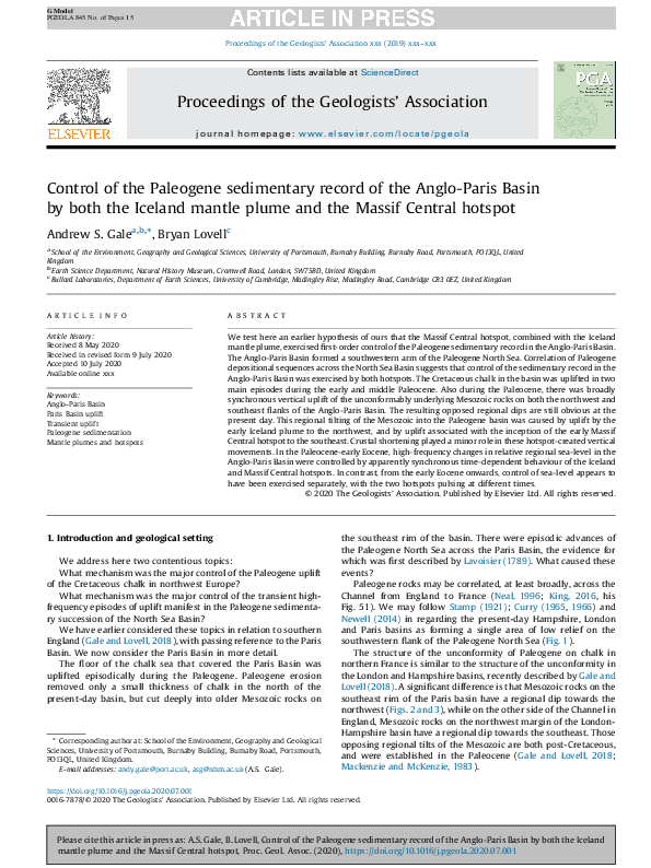 (PDF) Control of the Paleogene sedimentary record of the Anglo-Paris ...