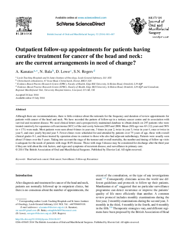 (PDF) Outpatient follow-up appointments for patients having curative ...