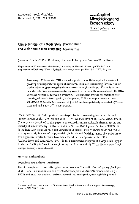 (PDF) Characteristics of a moderately thermophilic and acidophilic iron ...