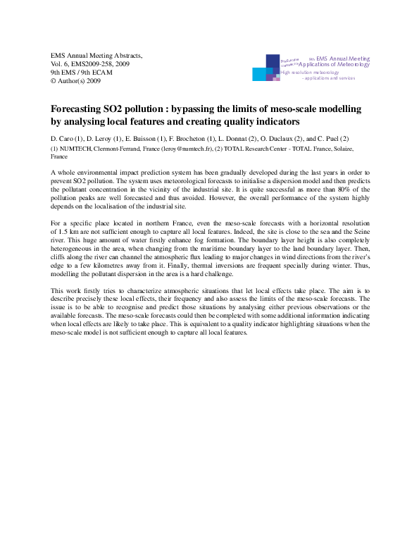 (PDF) Forecasting SO2 pollution : bypassing the limits of meso-scale ...