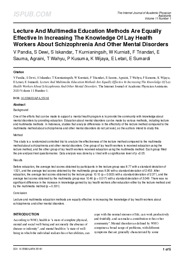 (PDF) Lecture And Multimedia Education Methods Are Equally Effective In ...