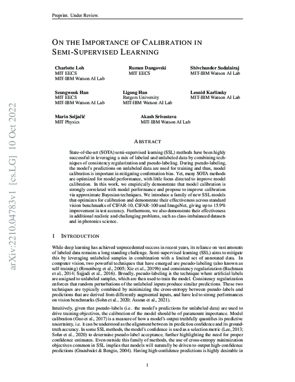 (PDF) On the Importance of Calibration in Semi-supervised Learning ...
