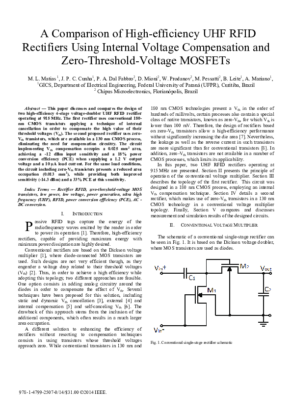 (PDF) A comparison of high-efficiency UHF RFID rectifiers using internal voltage compensation ...