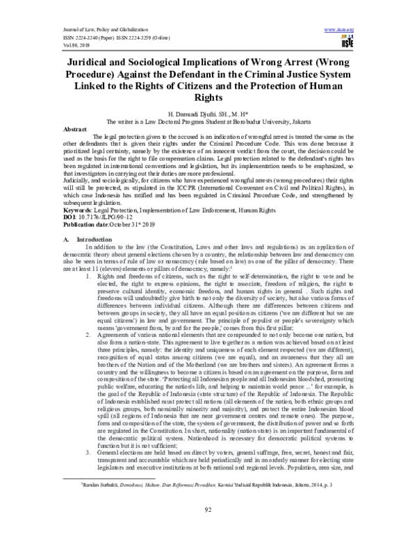 (PDF) Juridical and Sociological Implications of Wrong Arrest (Wrong ...