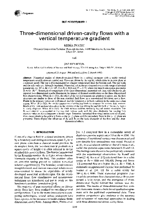 (PDF) Three-dimensional driven-cavity flows with a vertical temperature gradient