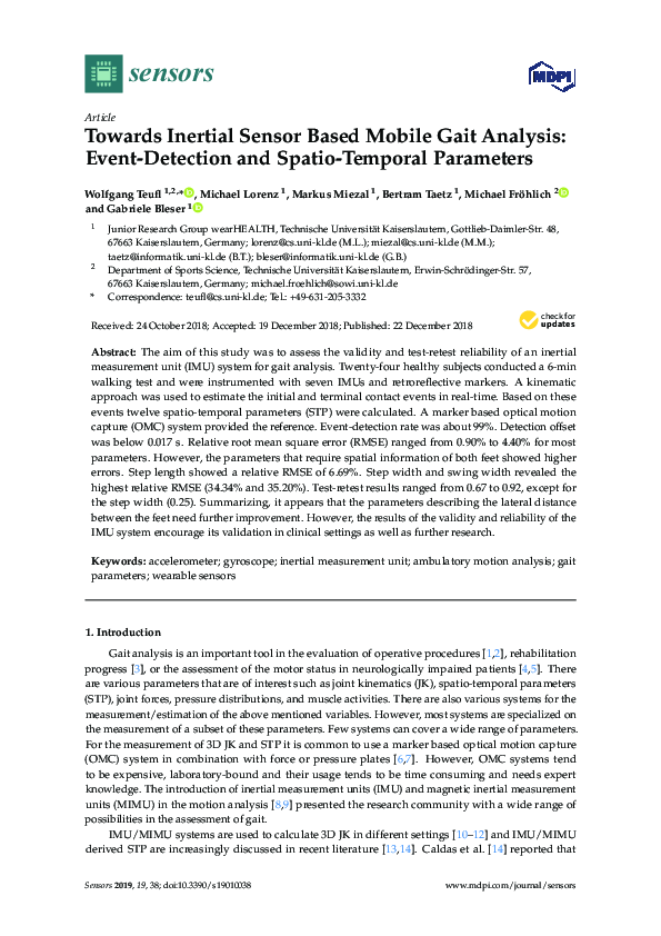 Pdf Towards Inertial Sensor Based Mobile Gait Analysis Event