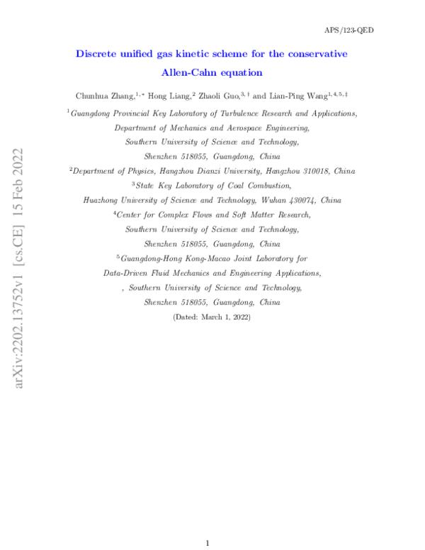 (PDF) Discrete unified gas-kinetic scheme for the conservative Allen ...
