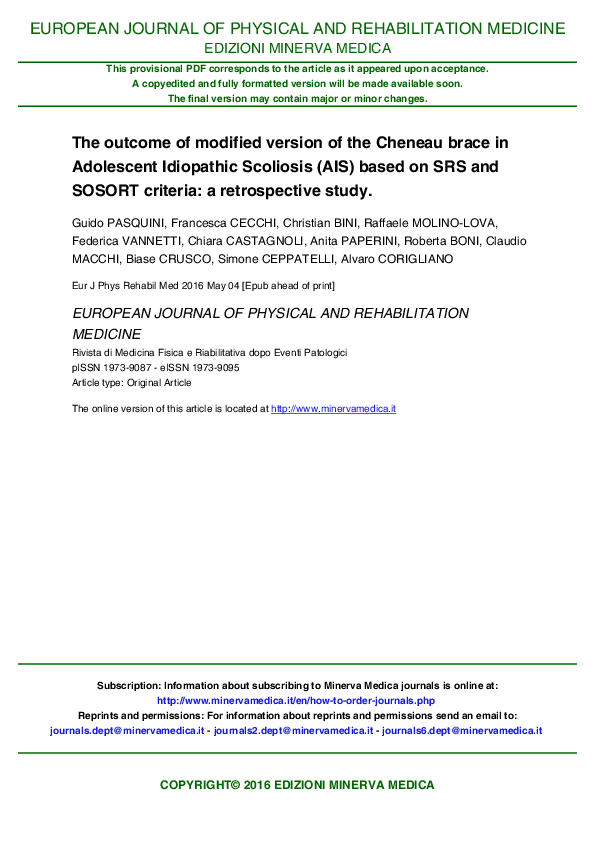(PDF) The outcome of modified version of the Cheneau brace in ...