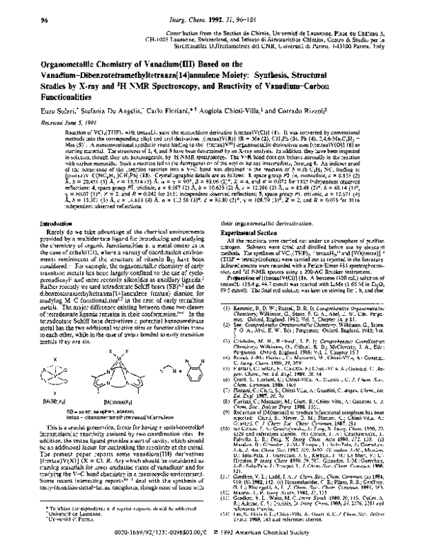 (PDF) Organometallic chemistry of vanadium(III) based on the vanadium ...