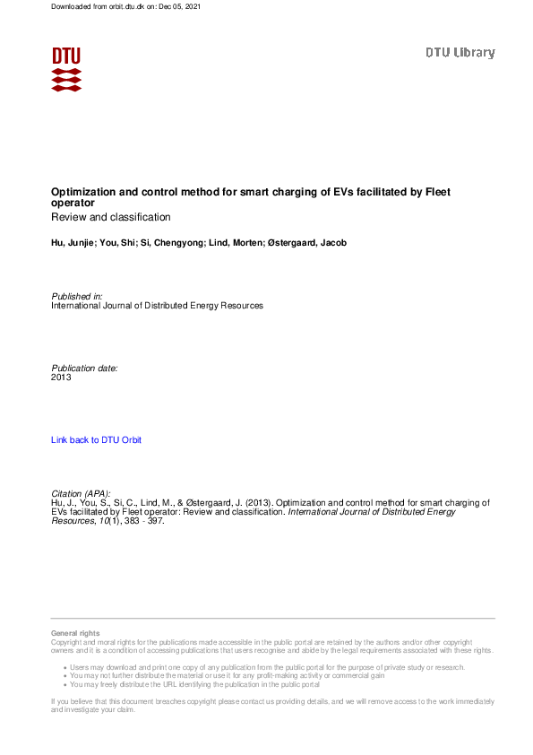 (PDF) Optimization and Control Methods for Smart Charging of Electric ...