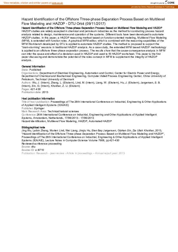 (PDF) Hazard Identification of the Offshore Three-Phase Separation ...