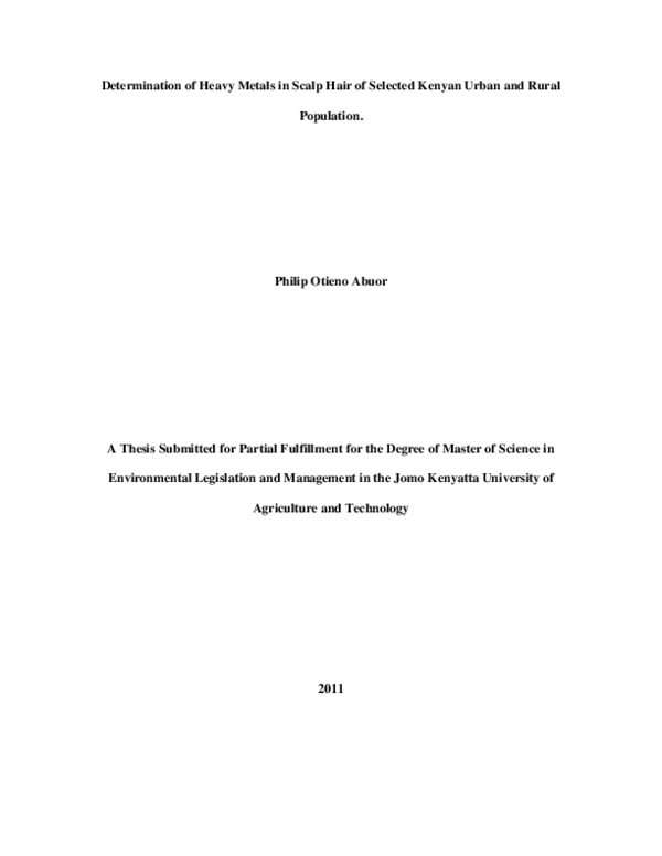 (PDF) Determination of Heavy Metals in Scalp Hair of Selected Kenyan ...