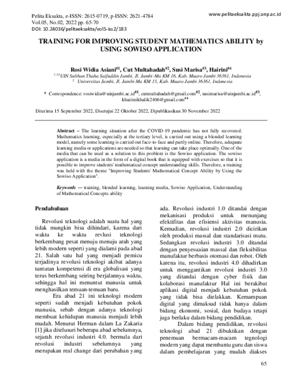 (PDF) Training For Improving Students Mathematics Ability by Using ...