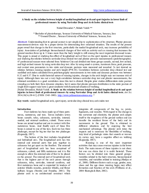 (PDF) A Study on the relation between height of medial longitudinal ...