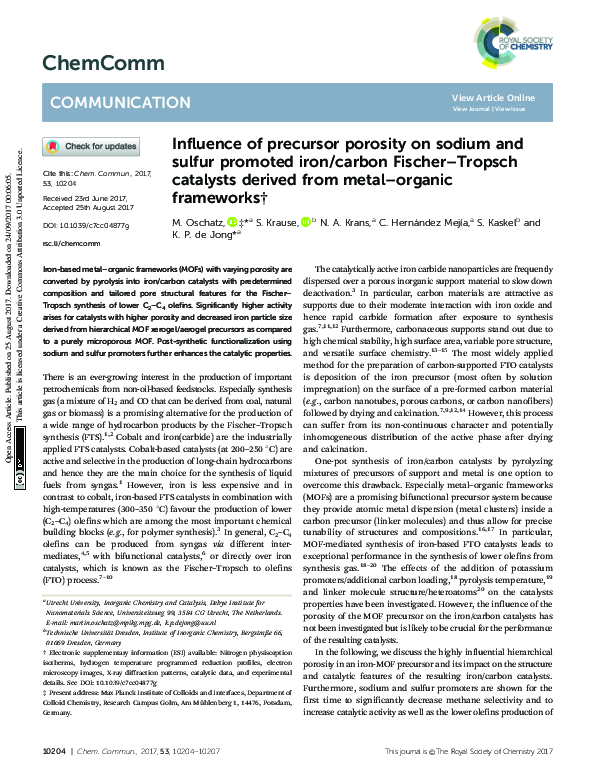 (PDF) Influence of precursor porosity on sodium and sulfur promoted ...
