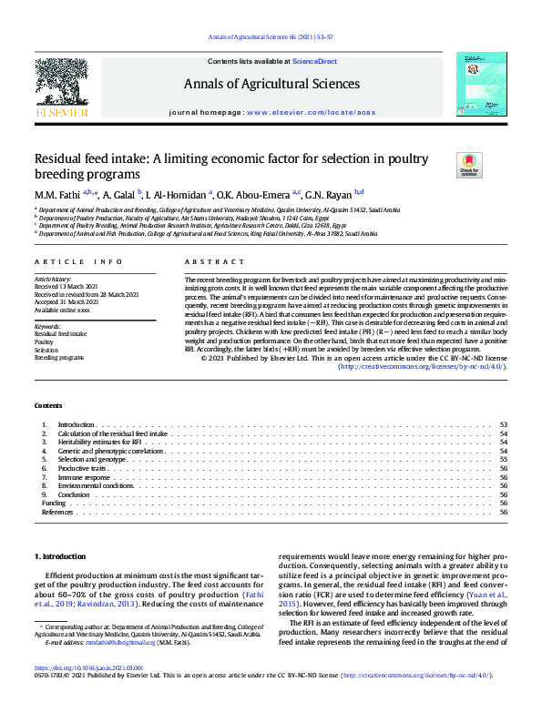 (PDF) Residual feed intake: A limiting economic factor for selection in ...