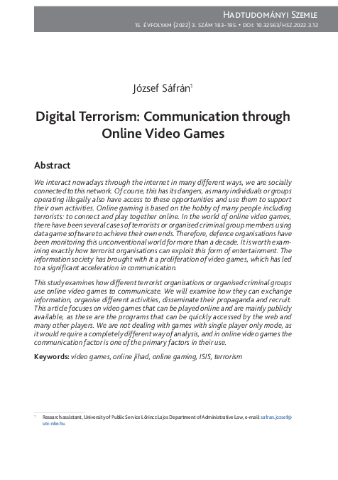 (PDF) Digital Terrorism: Communication through Online Video Games ...